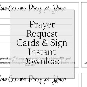 DIGITAL- Prayer Request Cards & BONUS 8x10 Prayer Request Sign ...