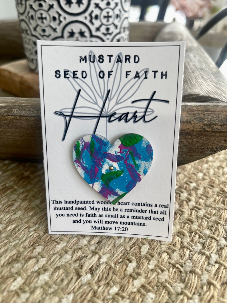 Handpainted Mustard Seed Wooden Hearts, Bible Study Gift, Mustard Seed ...