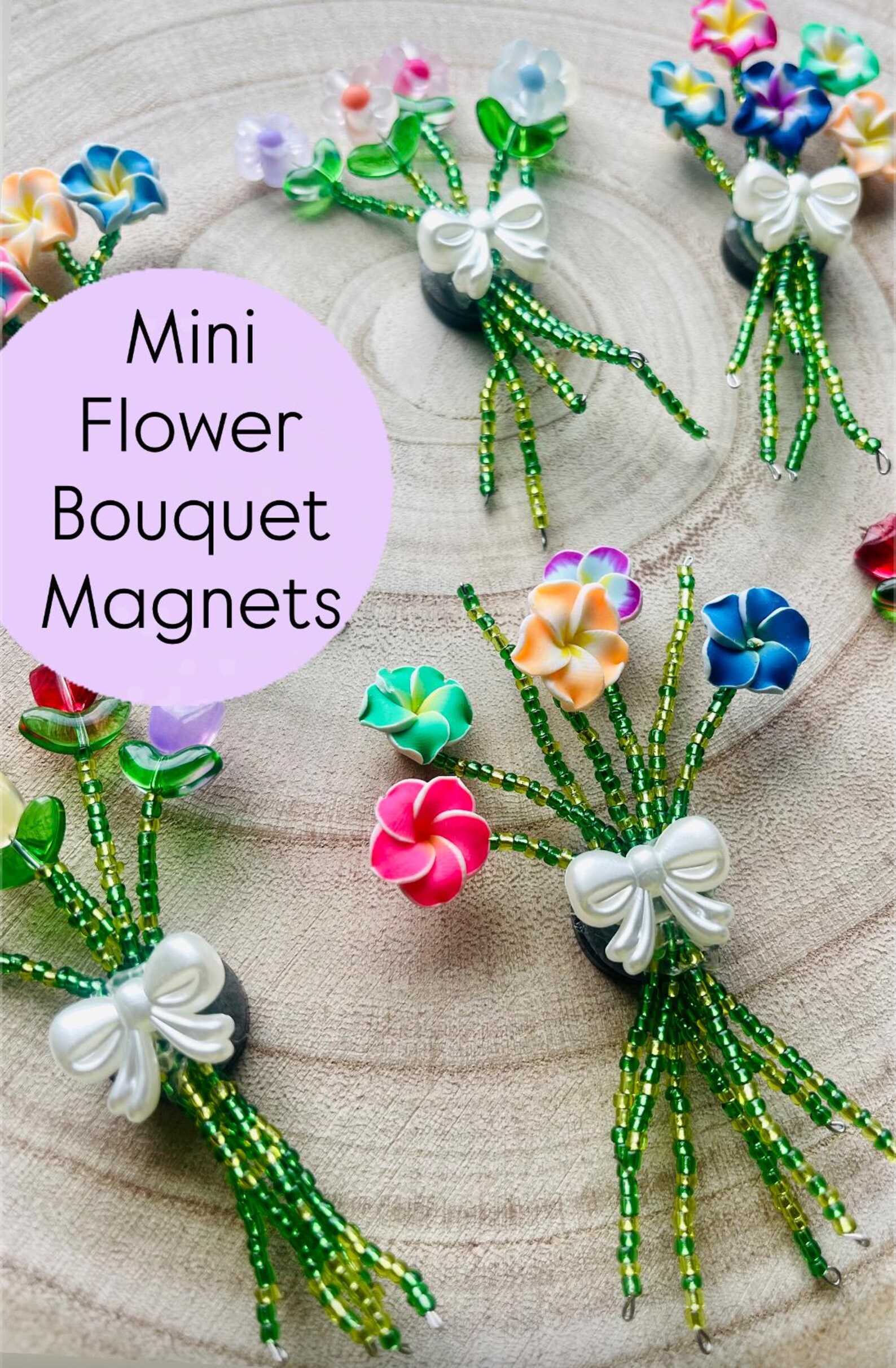 Handmade Beaded Flower Bouquet Magnet, Plumeria, Tulip - Etsy