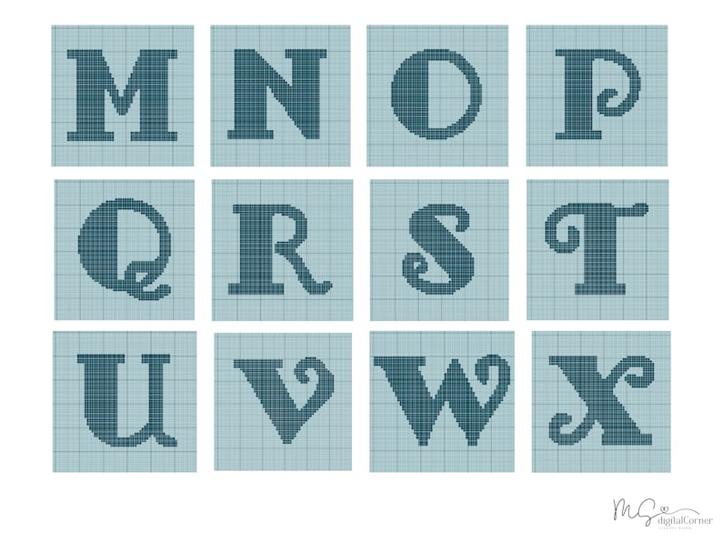 Crochet Letter Pattern,crochet Letter Chart,letter Graph,monogram ...
