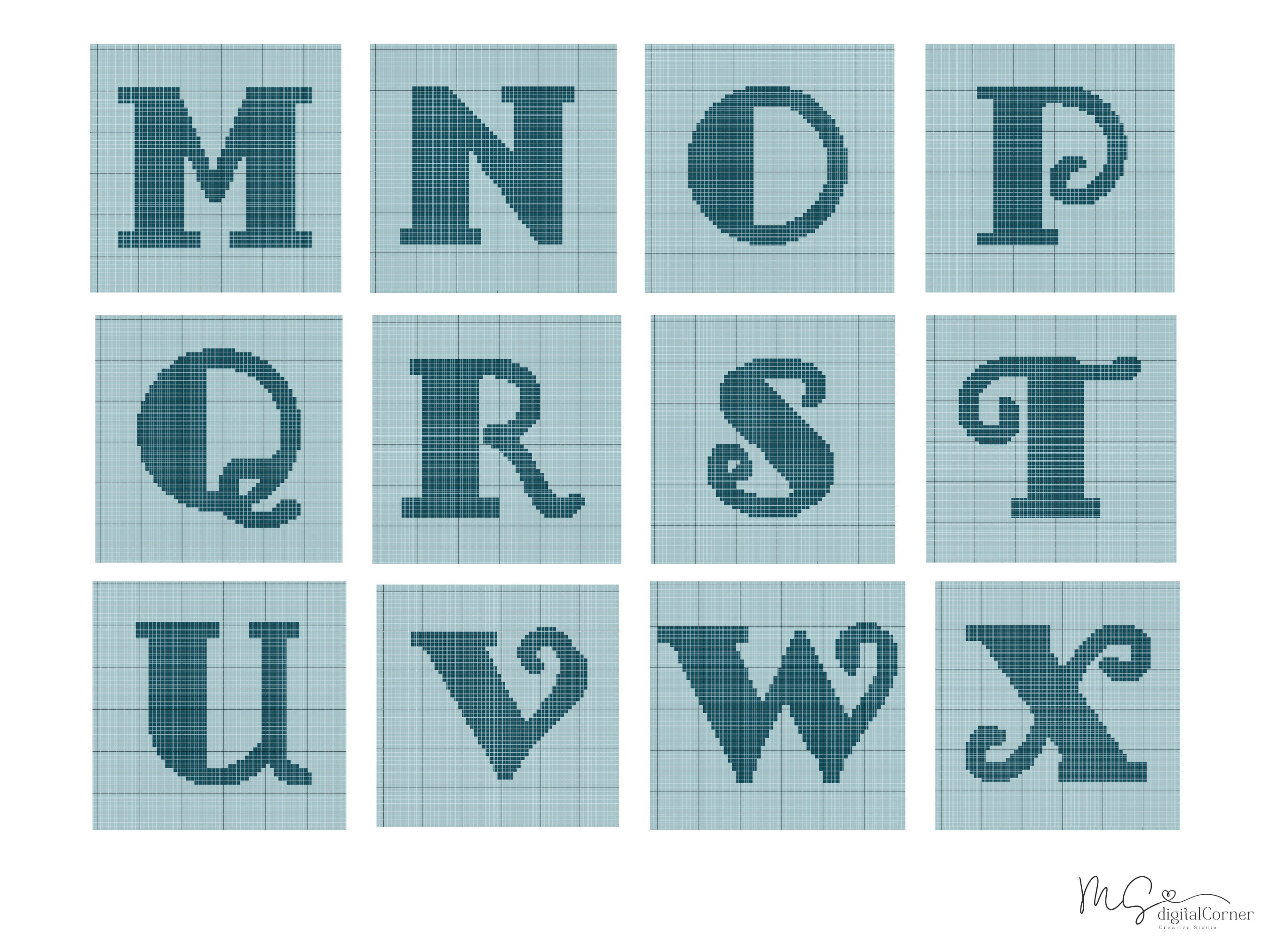 Crochet Letter Pattern,crochet Letter Chart,letter Graph,monogram ...