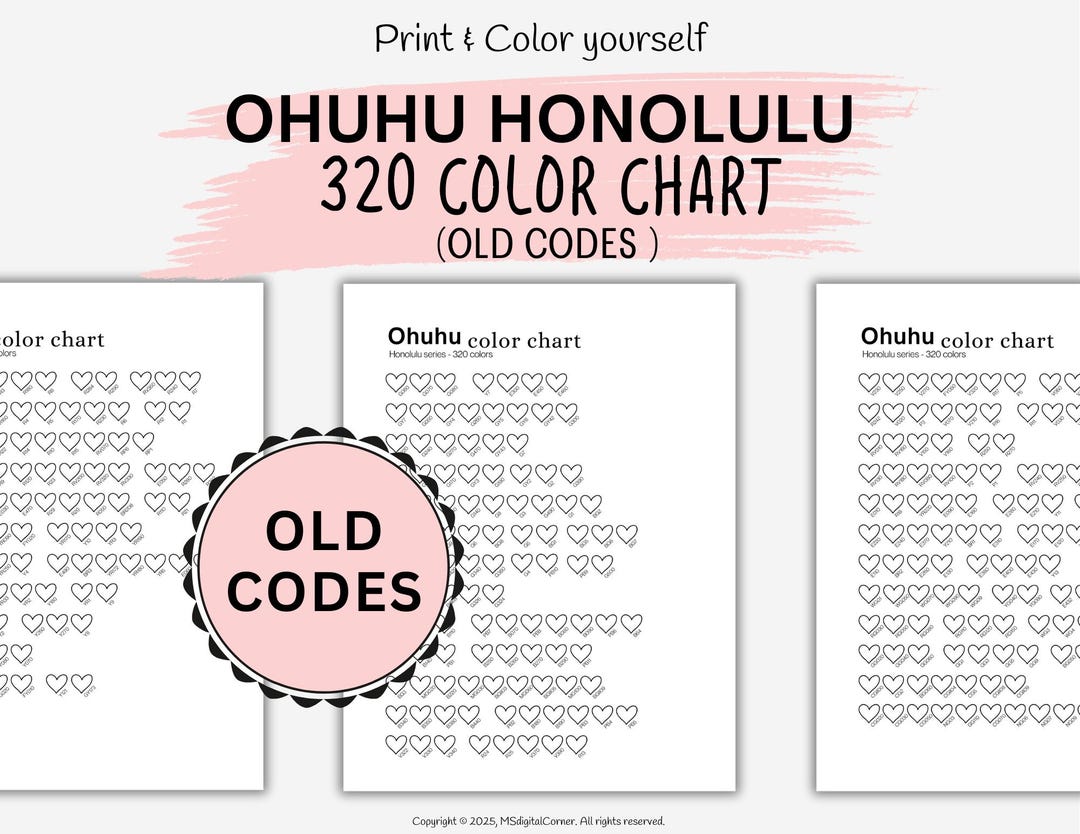 320 Ohuhu Honolulu Color Chart | DIY Swatch Chart | Digital Files ...