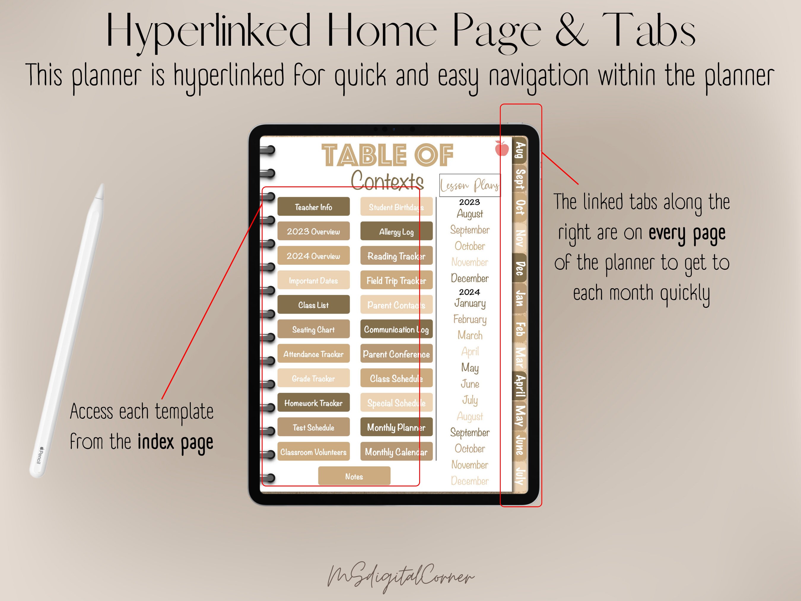 2023-2024 Dated Digital Teacher Planner,goodnotes Planner,hyperlinked ...