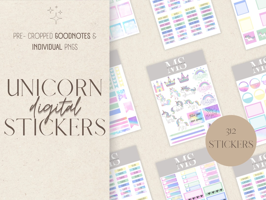 Unicorn Digital Stickers,digital Planner Stickers,goodnotes Stickers ...