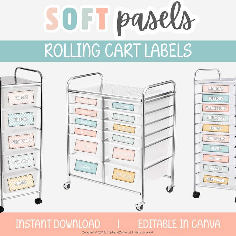 Teacher Rolling Cart - Etsy