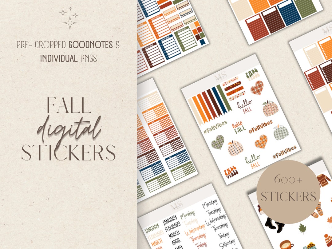Fall Digital Stickers Digital Planner Stickers Goodnotes Stickers Pre ...