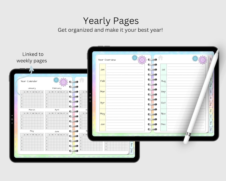 Undated Rainbow Digital Planner, Goodnotes Planner, Notability Planner ...