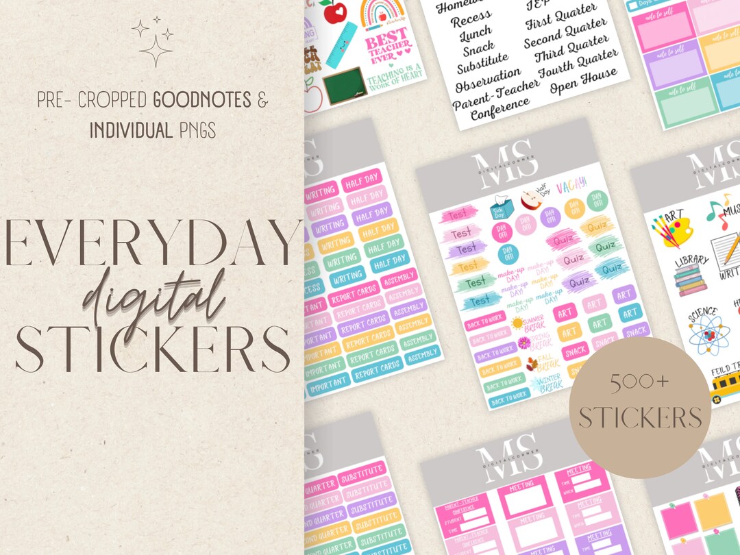 Teacher Digital Stickers,goodnotes Stickers, Pre-cropped Stickers,png ...