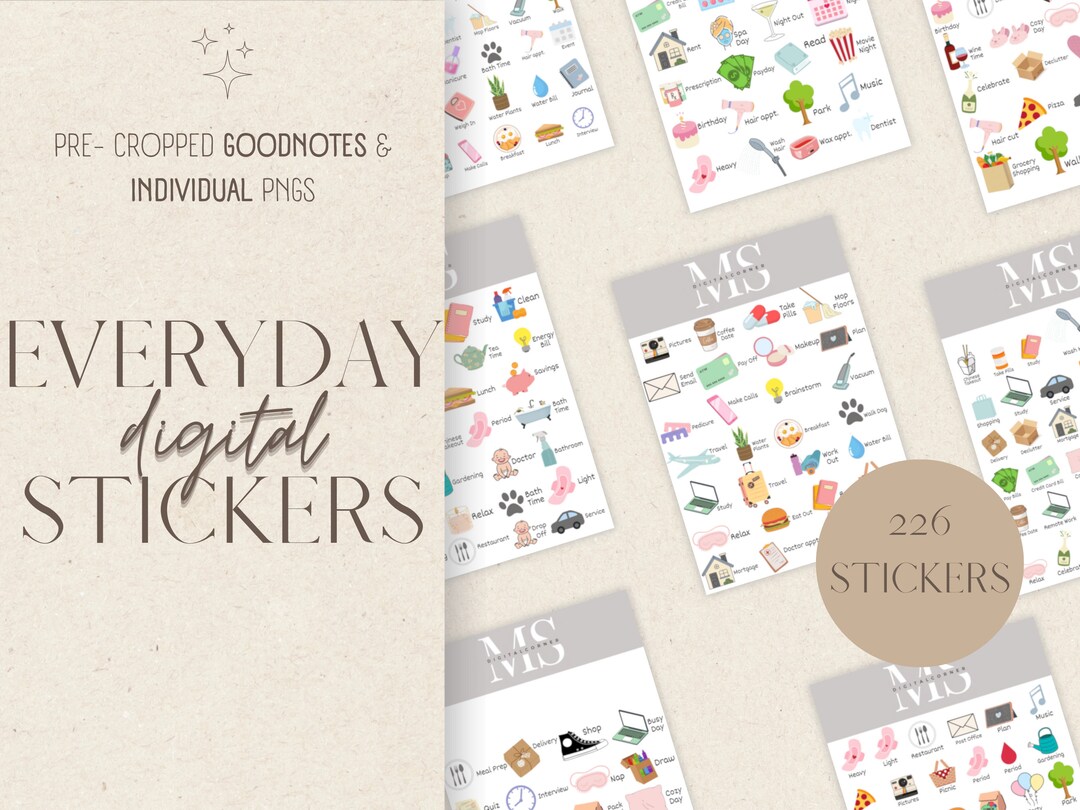 Daily Essentials Digital Stickers,goodnotes Stickers,scrapbook,craft ...