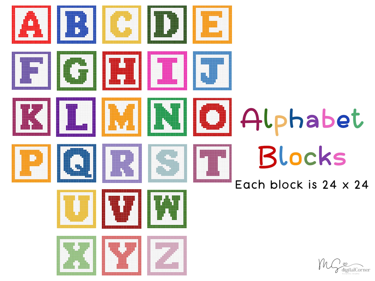 Crochet Block Letters,crochet Alphabet Graph,crochet Alphabet Pattern ...