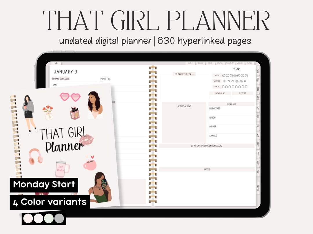 That Girl Planner, Undated Digital Planner, iPad Planner,goodnotes ...