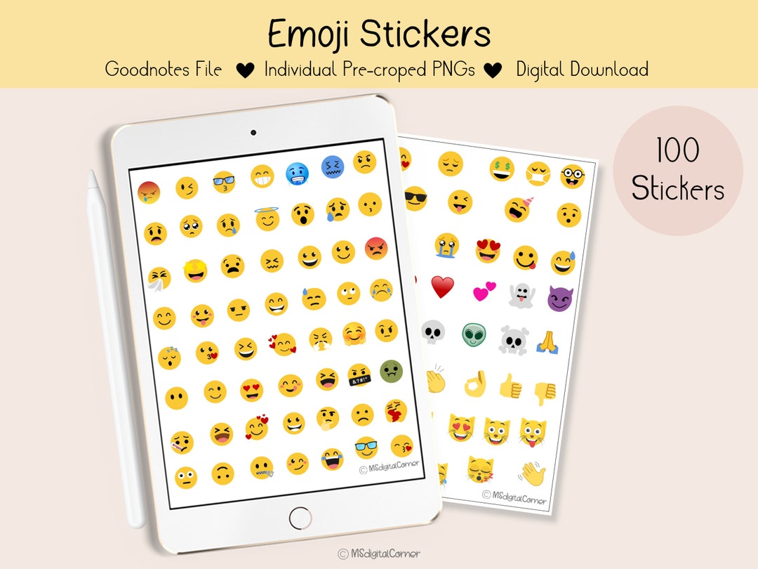 Emoji Digital Stickers,goodnotes Stickers,pre-cropped Stickers,png ...