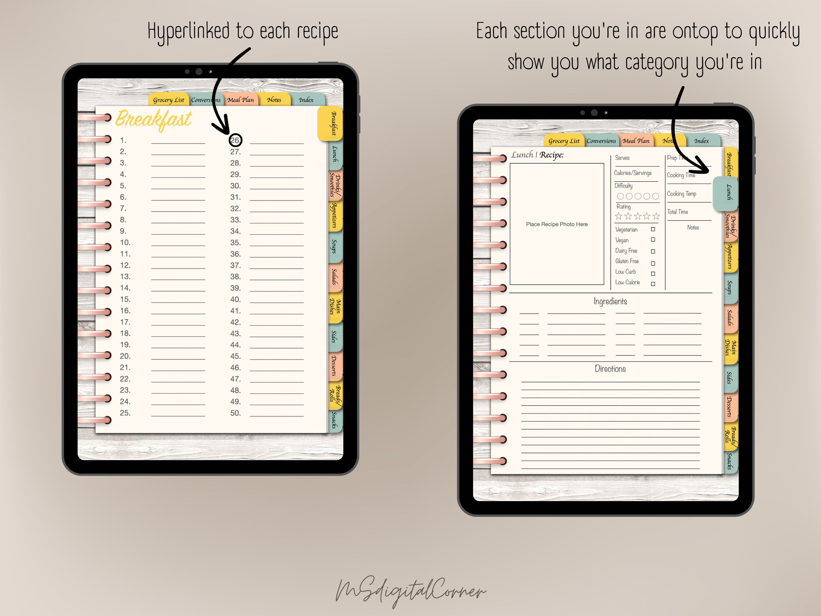 Digital Recipe Book,hyperlinked Goodnotes Notebook,digital Cookbook ...