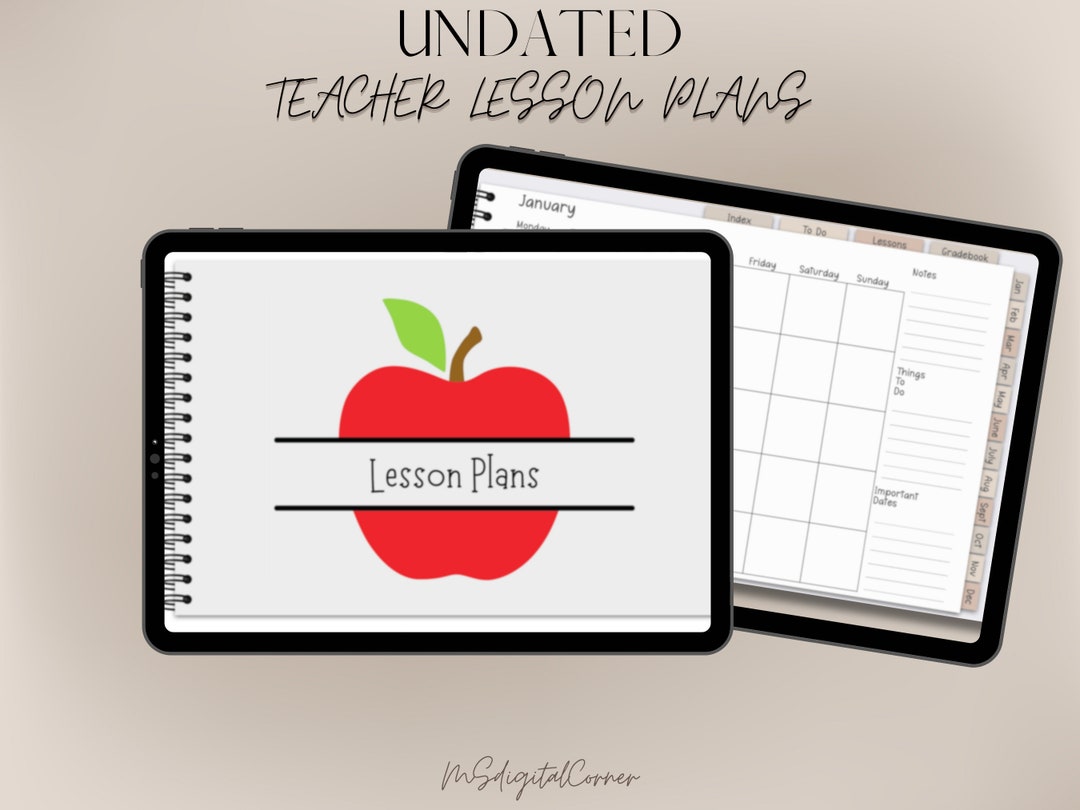 Undated Teacher Lesson Plans Planner,goodnotes Planner,hyperlinked ...