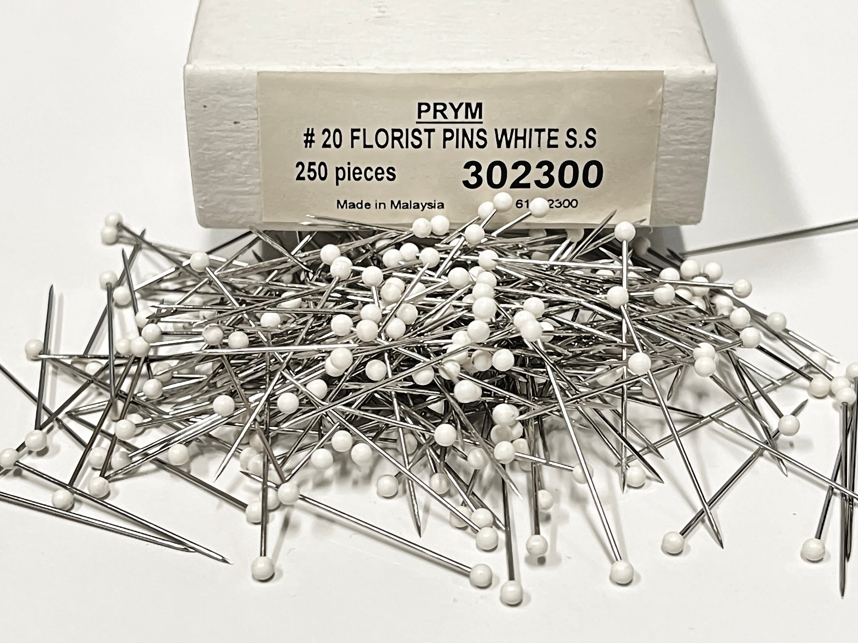 Prym 302300 Florist Pins Blanco #20 acero inoxidable de 1 1/4" (cabezal ...