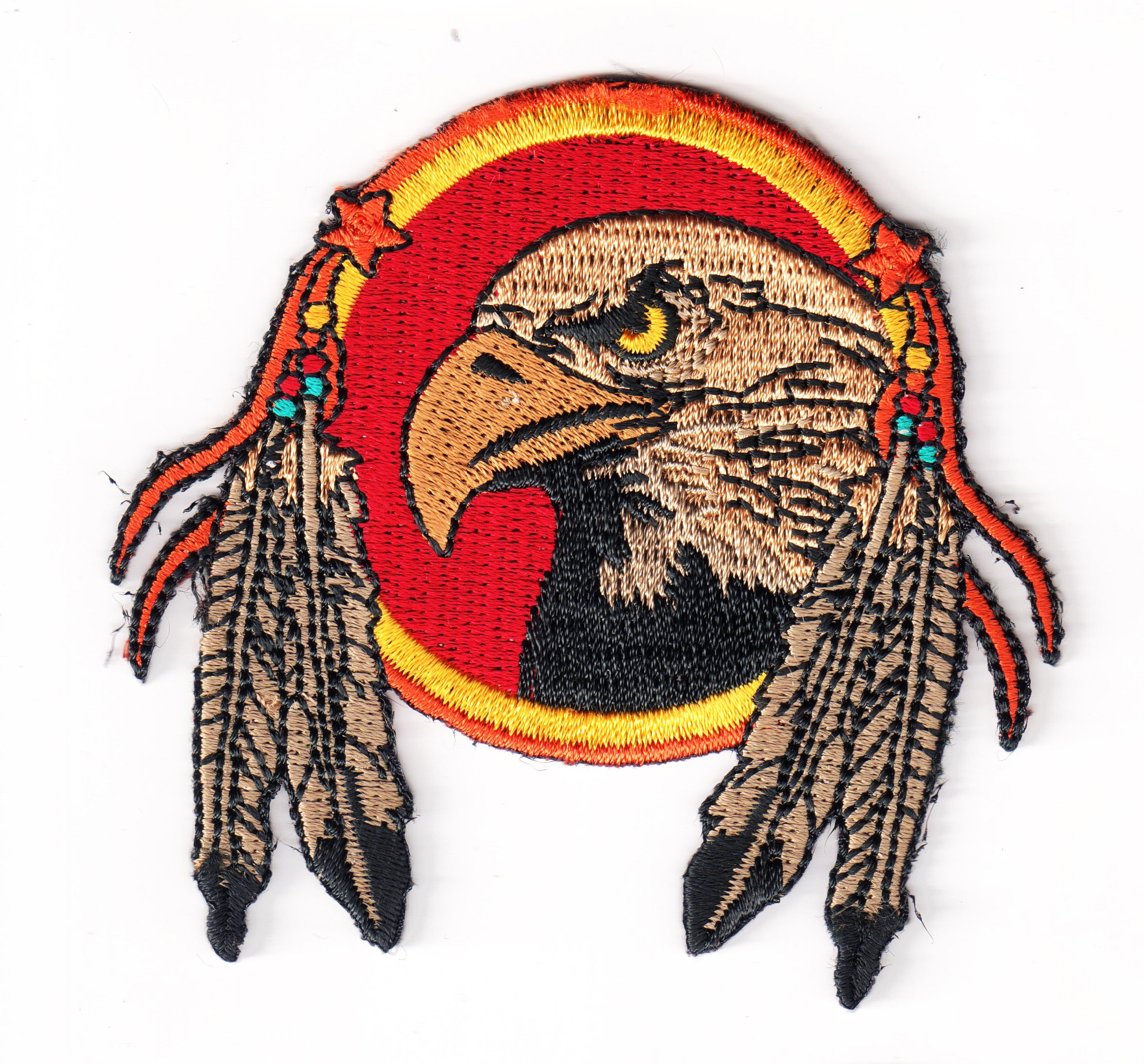 NATIVE AMERICAN EAGLE With Feathers Embroidered Patch / Applique Iron ...