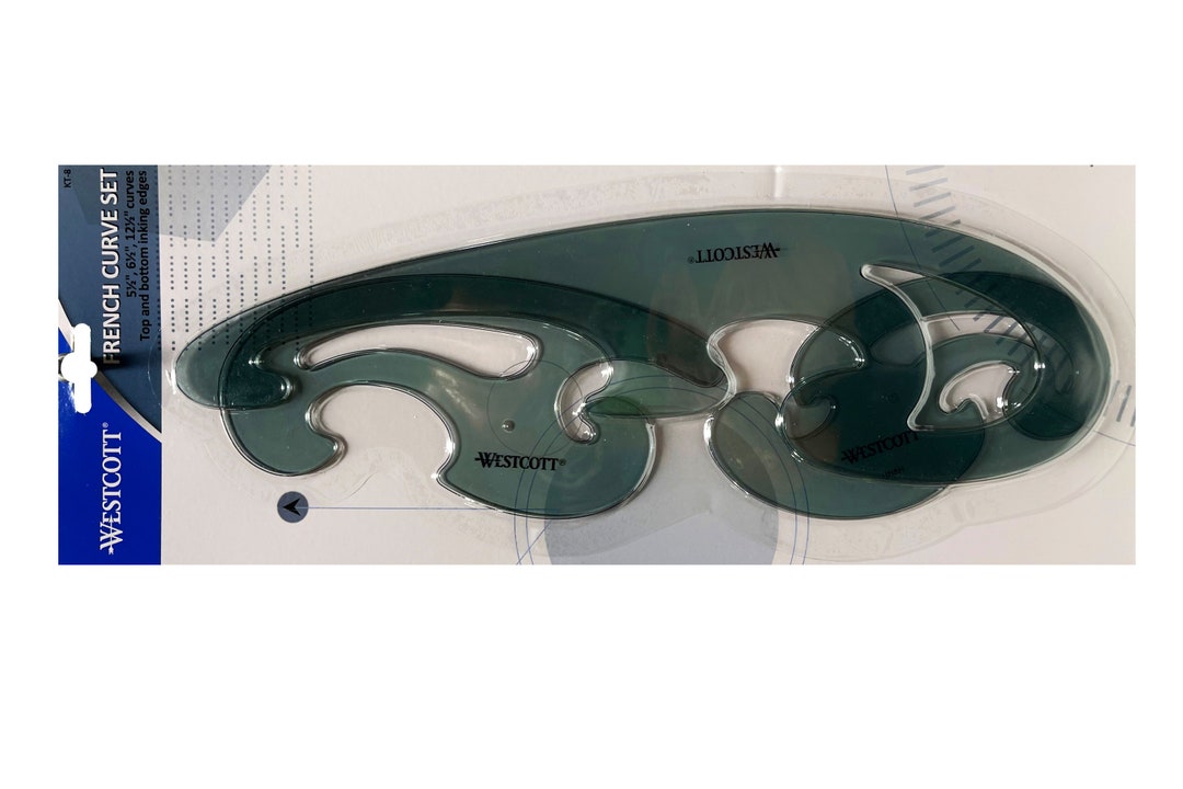 Westcott 3 Piece French Curve Set (KT-8) Heavy Weight Clear Plastic ...