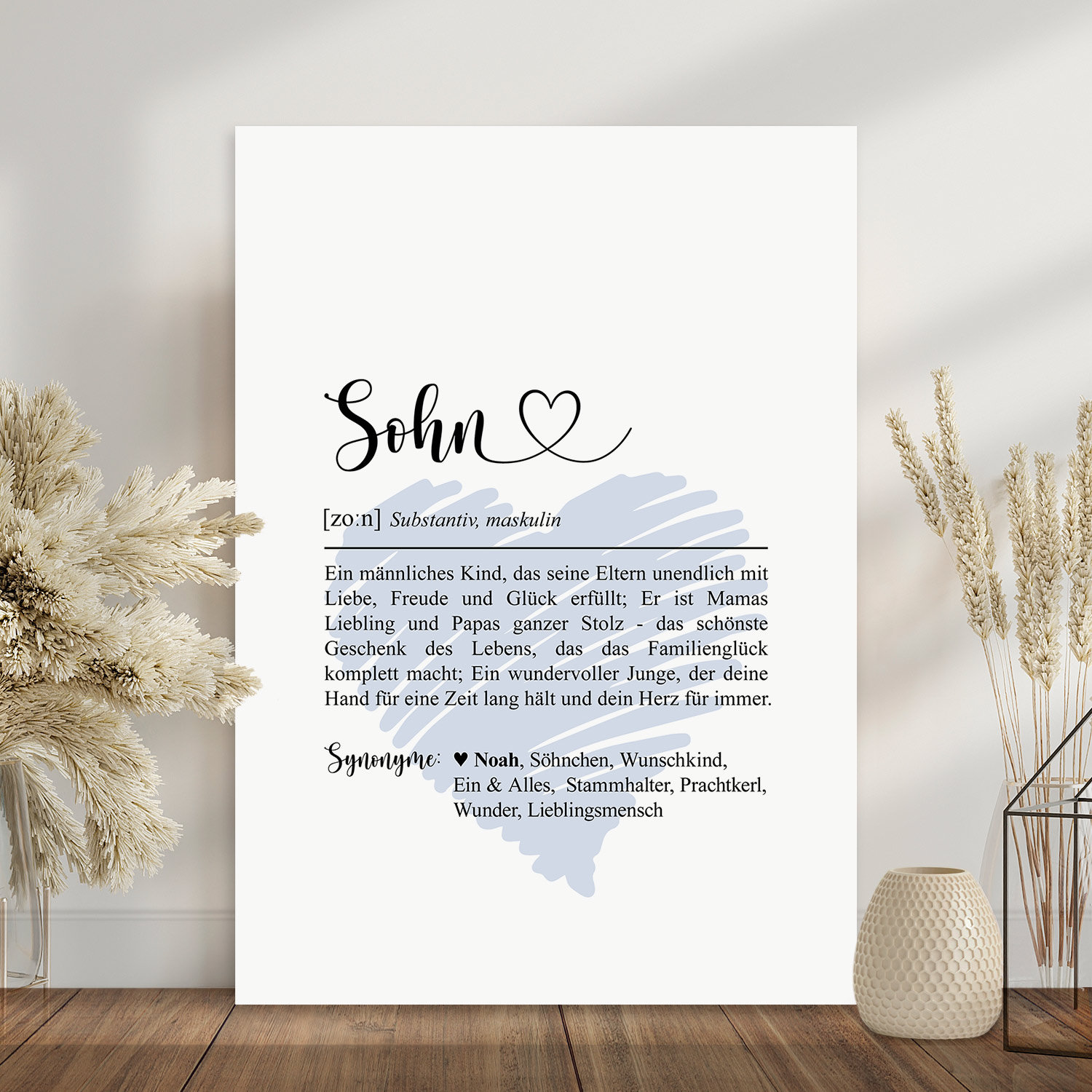 Poster SOHN mit HERZ Definition ABOUKI Kunstdruck persönliches Geschenk ...