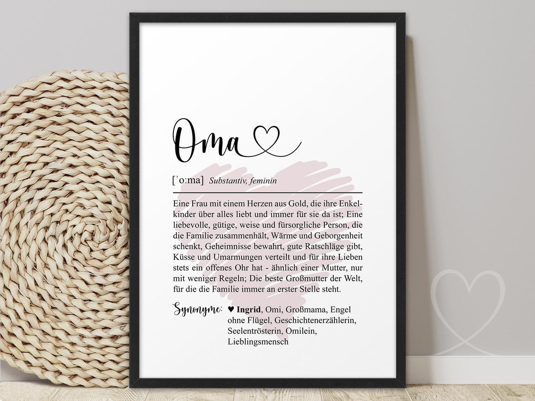 Poster OMA mit HERZ Definition | ABOUKI Kunstdruck | Oma Bild ...