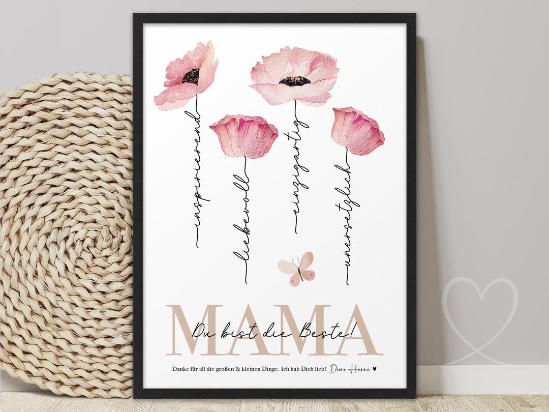 Thank You BEST MOM Poster, Pink Flowers | ABOUKI Art Print ...