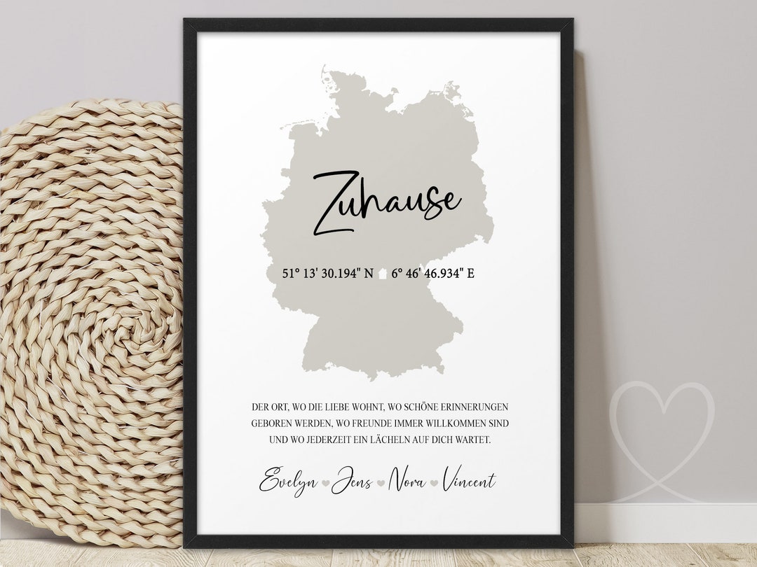 Germany World Map MAP Coordinates Poster Home | ABOUKI Art Print ...