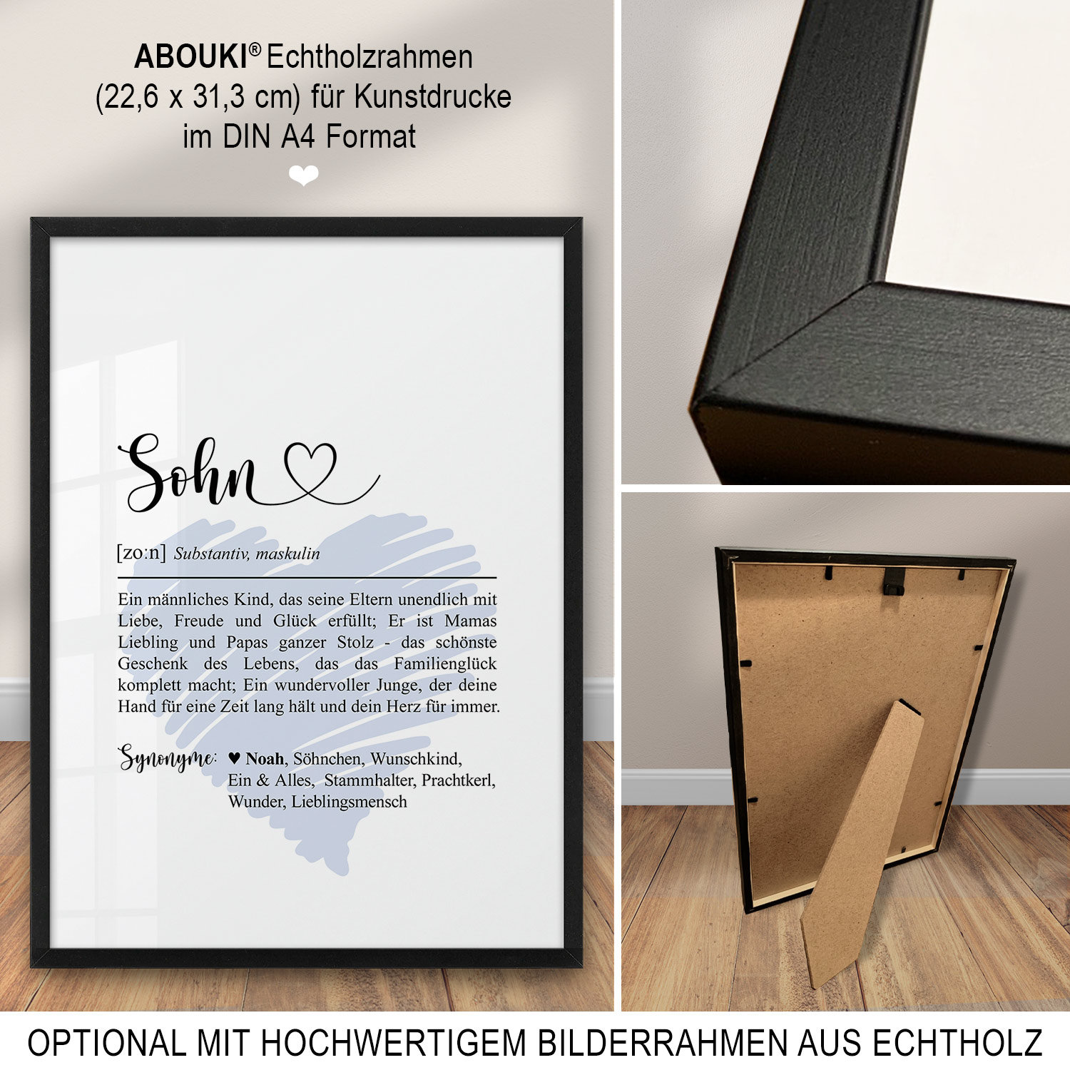 Poster SOHN mit HERZ Definition ABOUKI Kunstdruck persönliches Geschenk ...
