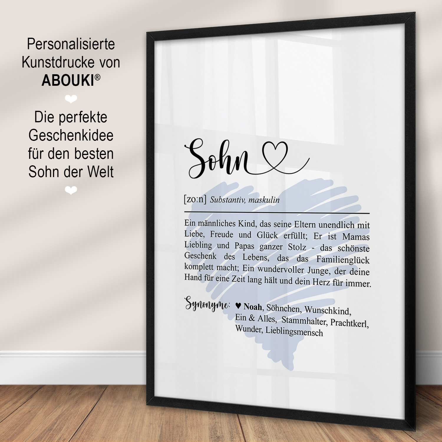 Poster SOHN mit HERZ Definition ABOUKI Kunstdruck persönliches Geschenk ...