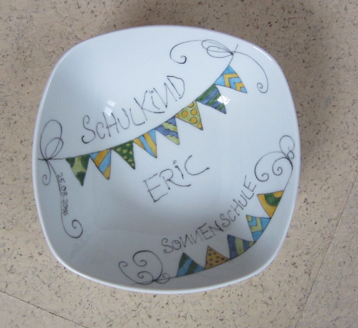 Einschulung-Teller Schulkind Wimpelkette - Etsy.de