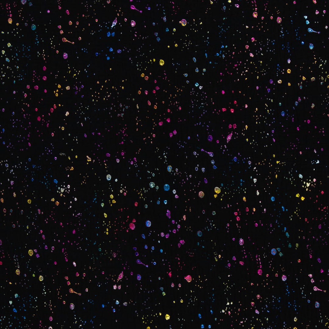 12,90 Eur/m Musselin Mit Glitzer Sprenkel Regenbogen, Schwarz, 999299 ...