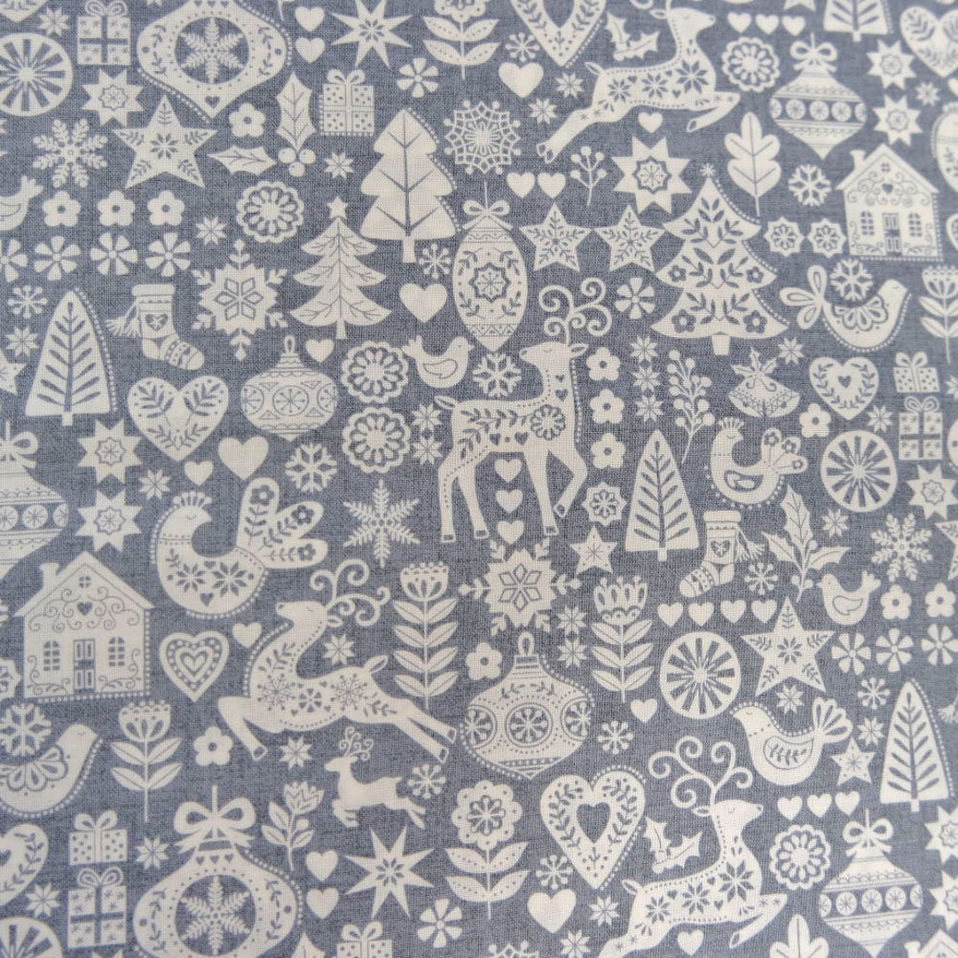 20.90 Eur/meter Scandi 23, Icons by Makower, Grey, K1491/10, Christmas ...