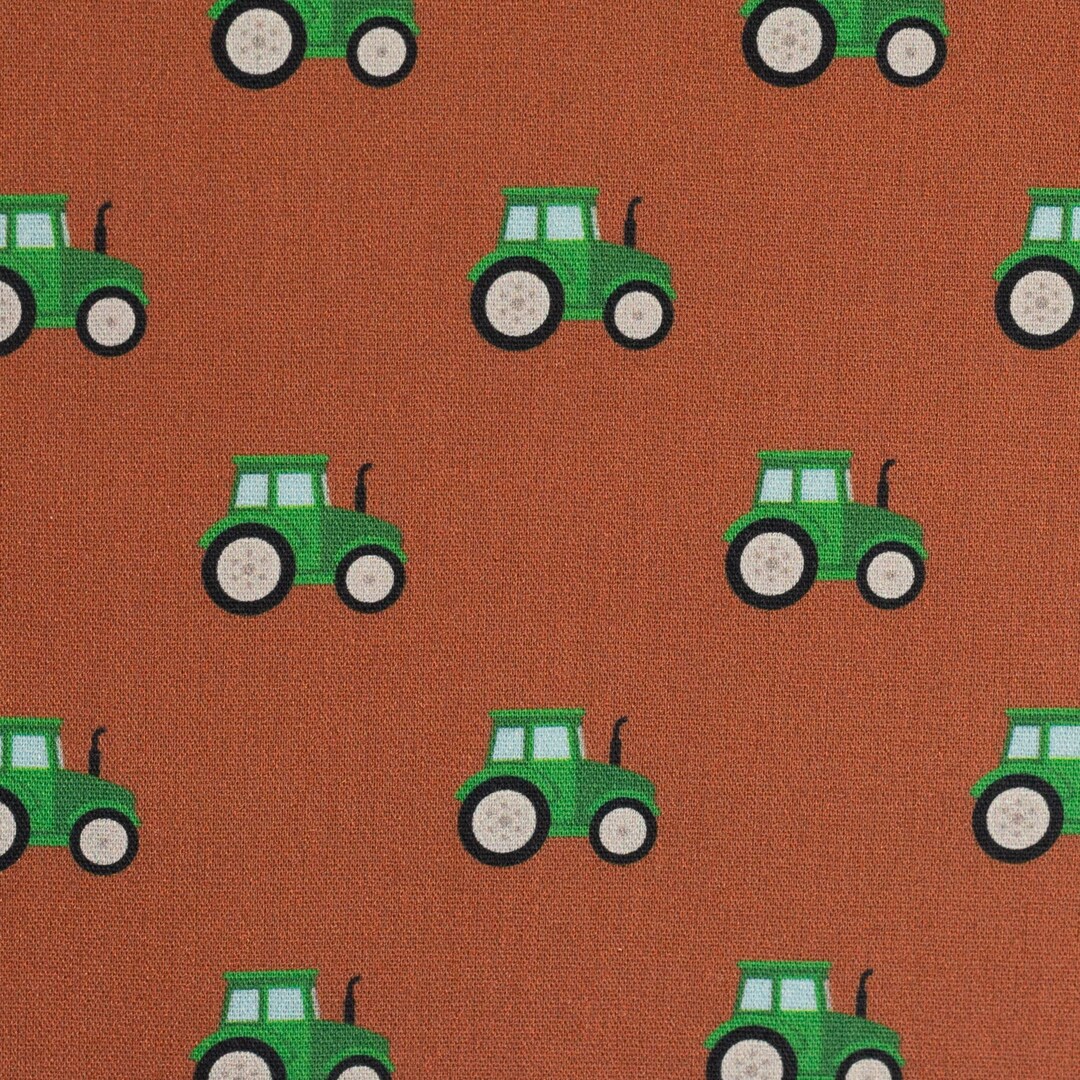 9.50 Eur/meter Happy Harvest, Tractor Terracotta, BW Woven Fabric ...