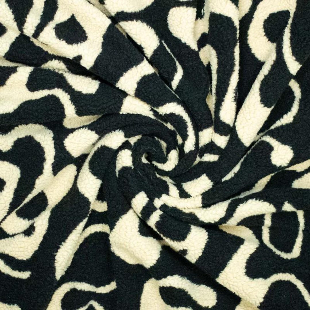 18,60 EUR/m Jacquard Teddy Waves, schwarz, 41610310, 350g/m2 - Etsy.de