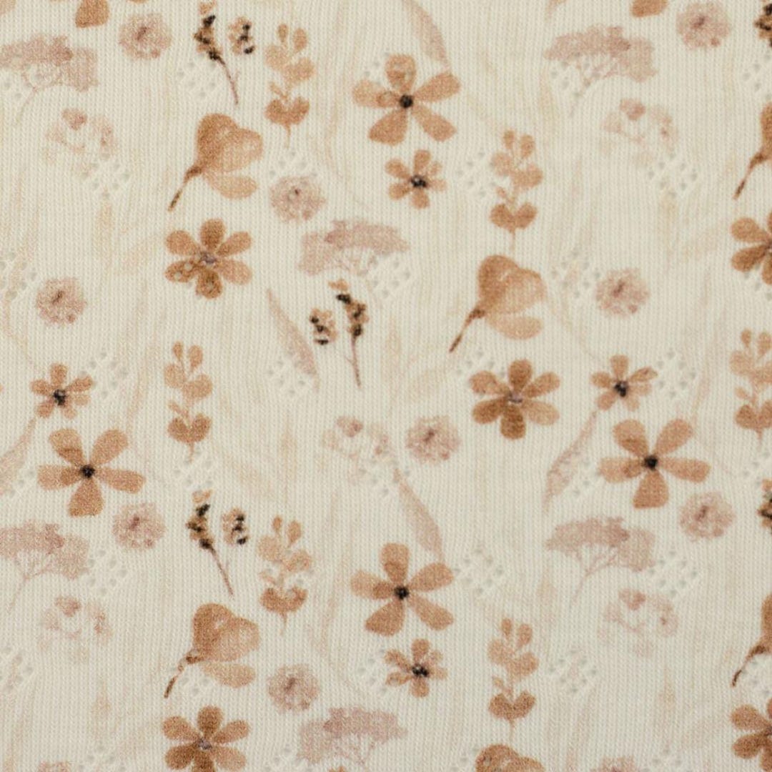 17.90 Eur/meter Openwork Jersey Alva, Flowers Beige/antique Pink ...