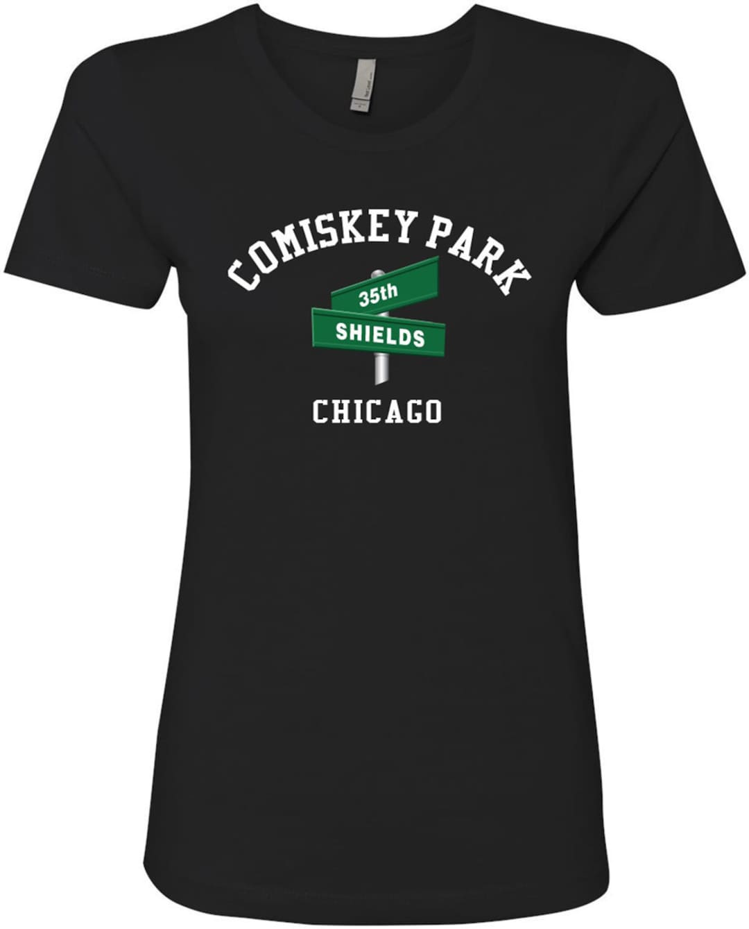 Comiskey Park Chicago 35th and Shields Street Sign Womens Crew T-shirt ...