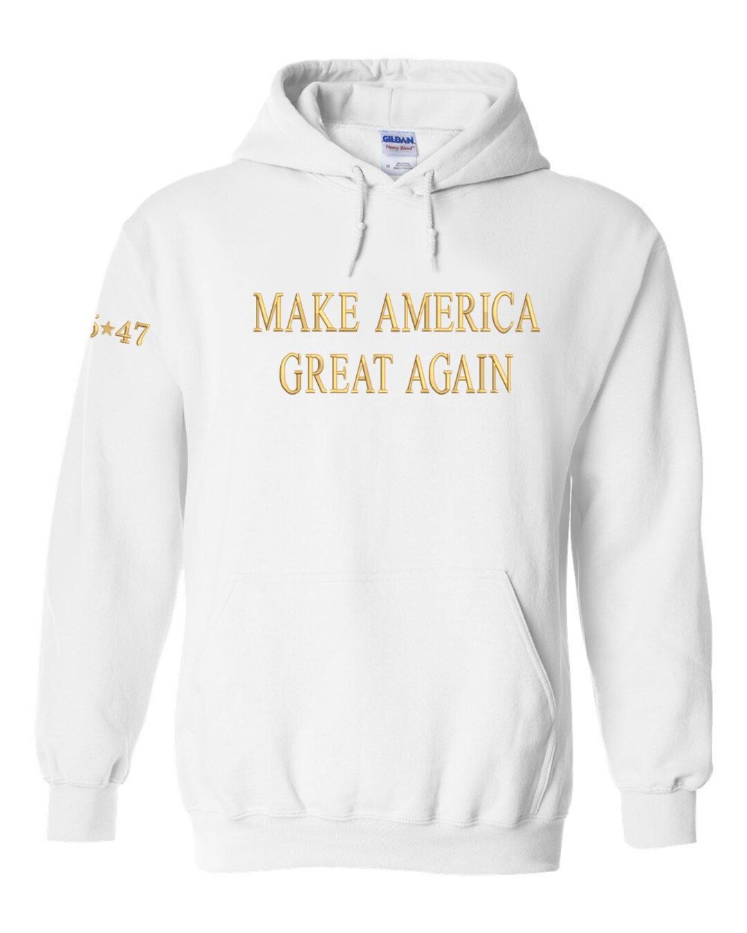 Make America Great Again Pullover Hoodie White With Mitalic Gold Thread ...