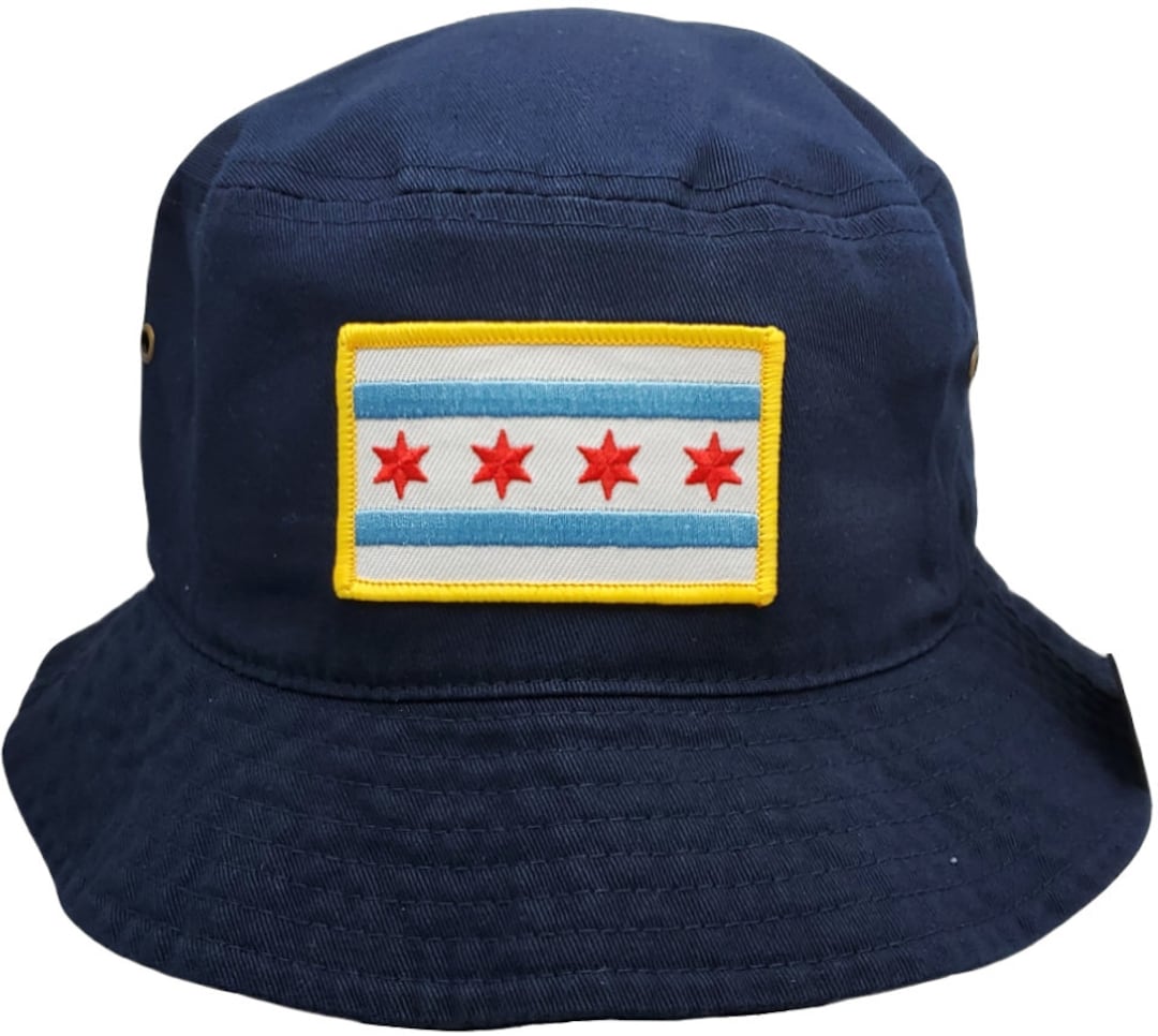 Chicago Flag Patch Bucket Hat Navy - Etsy