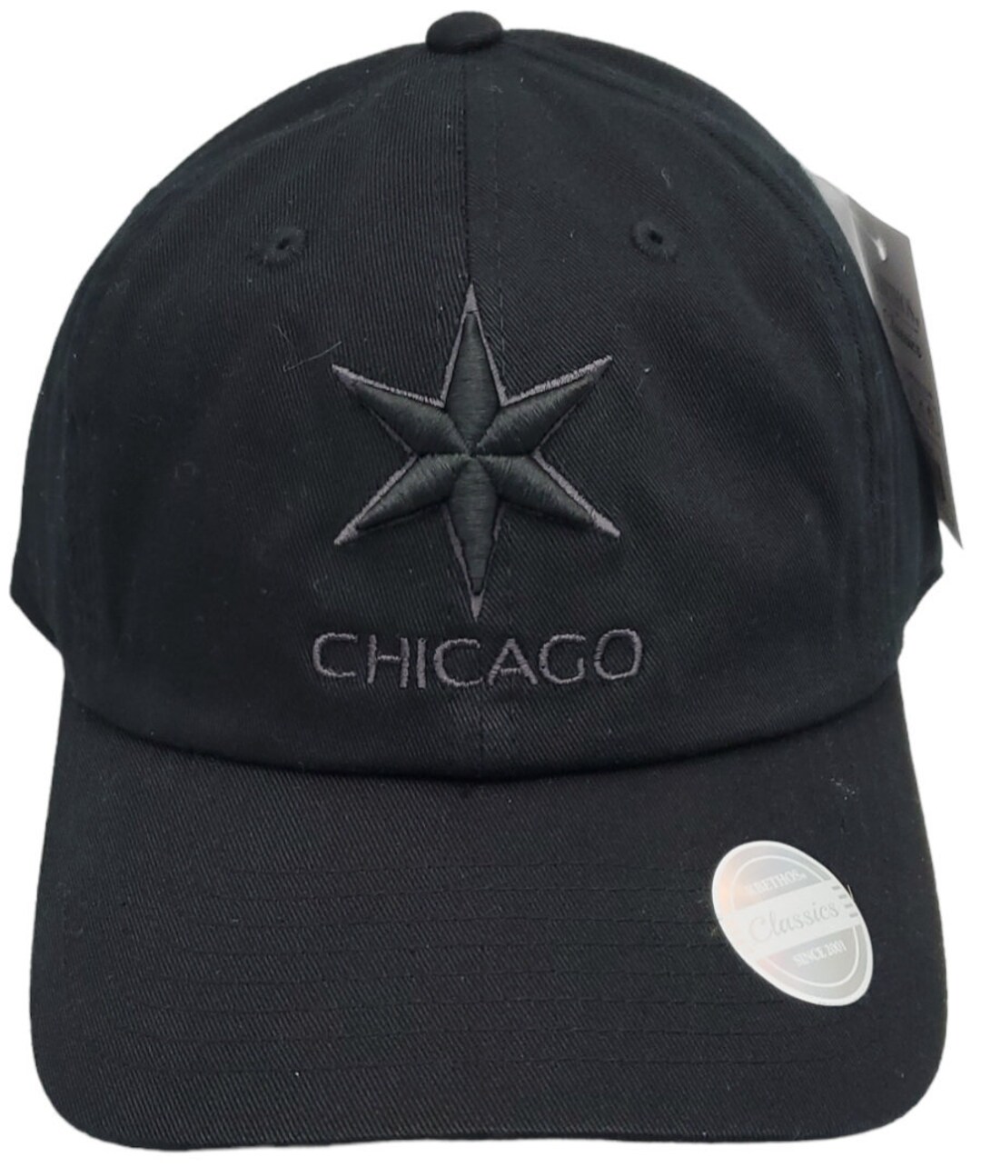 Chicago Star Slouch Hat Dad Cap Puff 3-D Embroidery Black Buckle Back ...