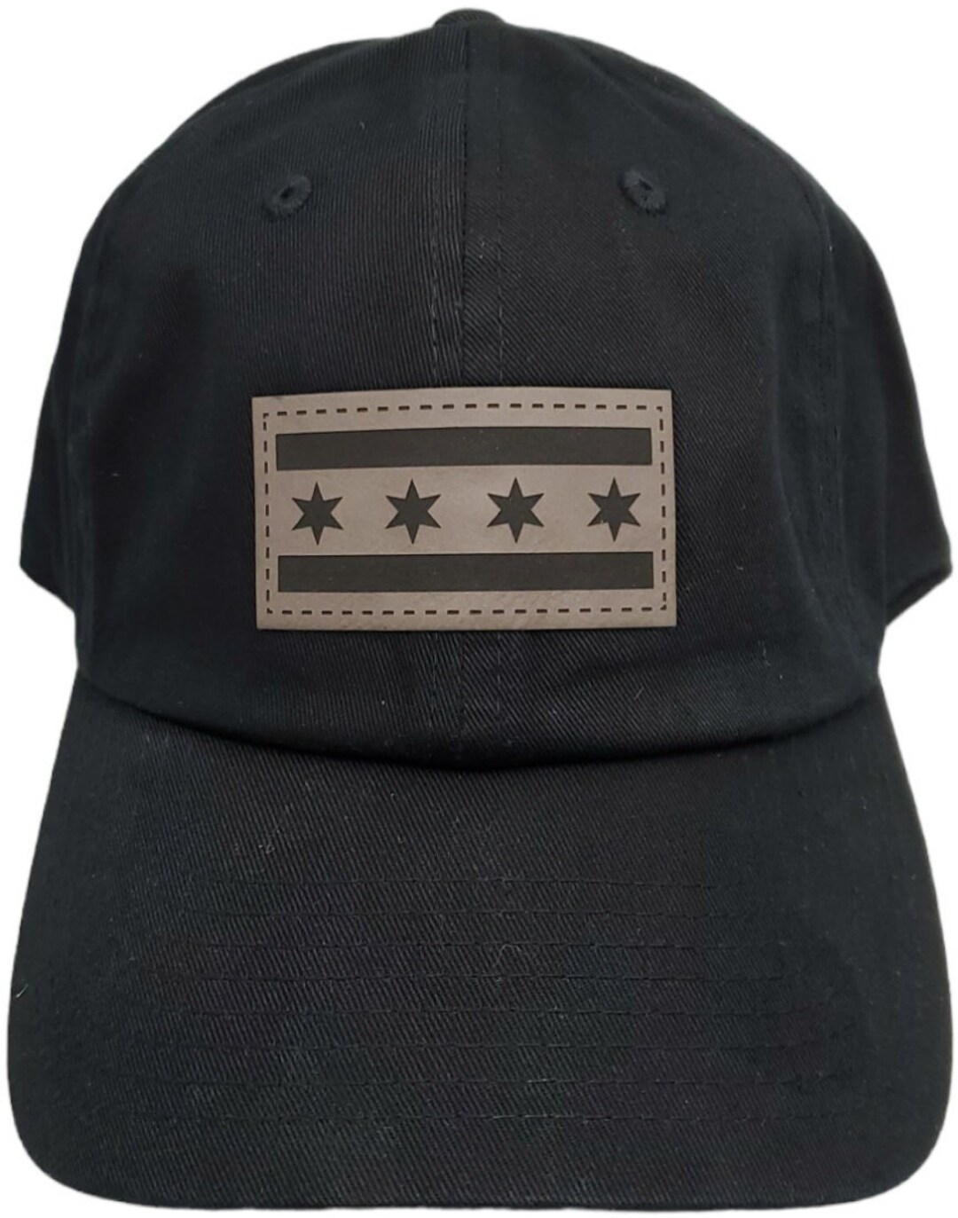 Chicago Flag Slouch Dad Cap Laser Etched Leatherette Patch Buckle Back ...
