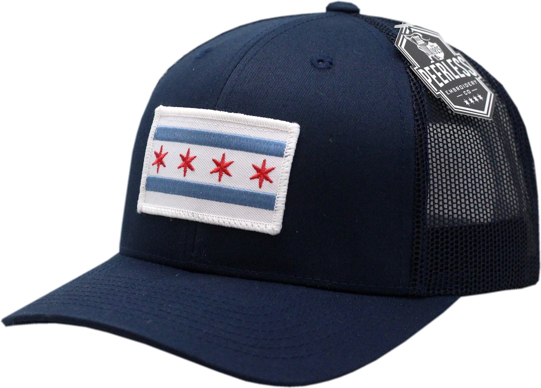 Chicago Flag Trucker Mesh Navy With White Border Patch - Etsy