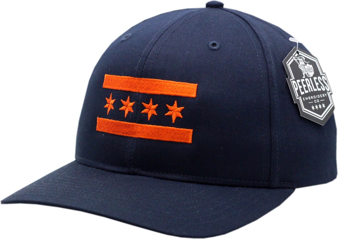 Chicago Flag Hat Orange/navy Adjustable Strap - Etsy