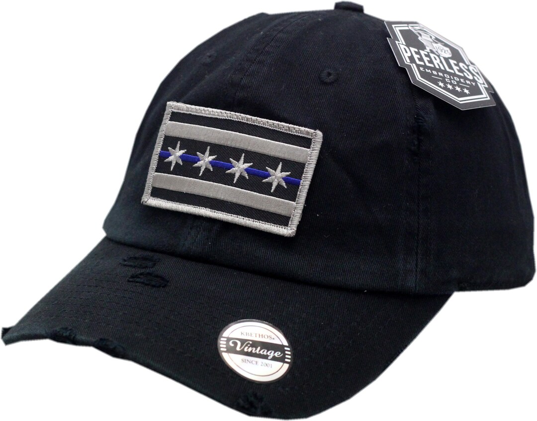 Blue Line Chicago Flag Hat Vintage Distressed Slouch Buckle Back - Etsy