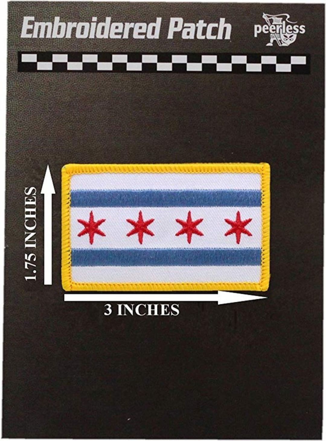 Chicago Flag Patch Gold Border 1.75 X 3 - Etsy
