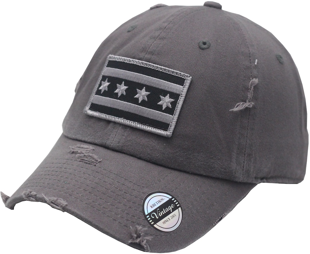 Chicago Flag Hat Adjustable Vintage Grey - Etsy