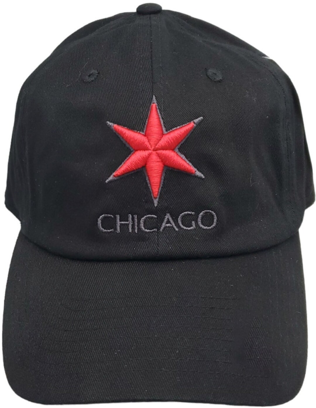 Chicago Star Slouch Hat Dad Cap Puff 3-D Embroidery Red/black Buckle ...