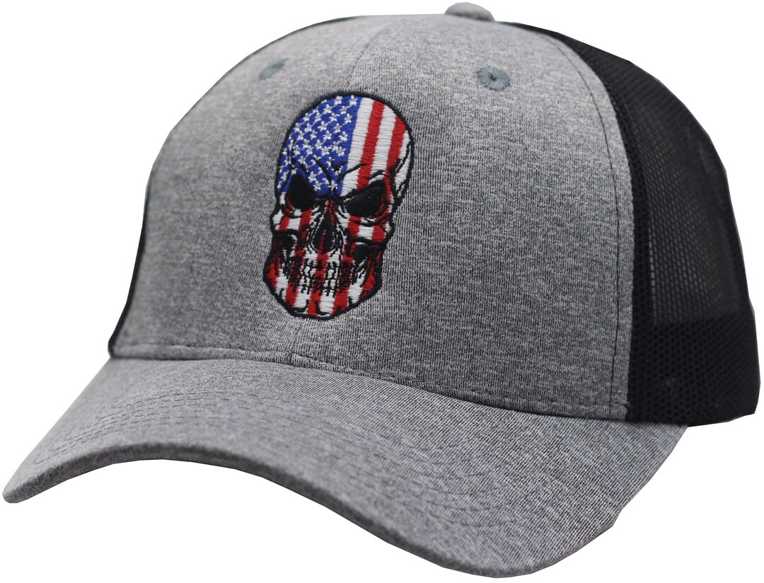 American Flag Enforcer Trucker Mesh Snapback Heather Grey/black - Etsy