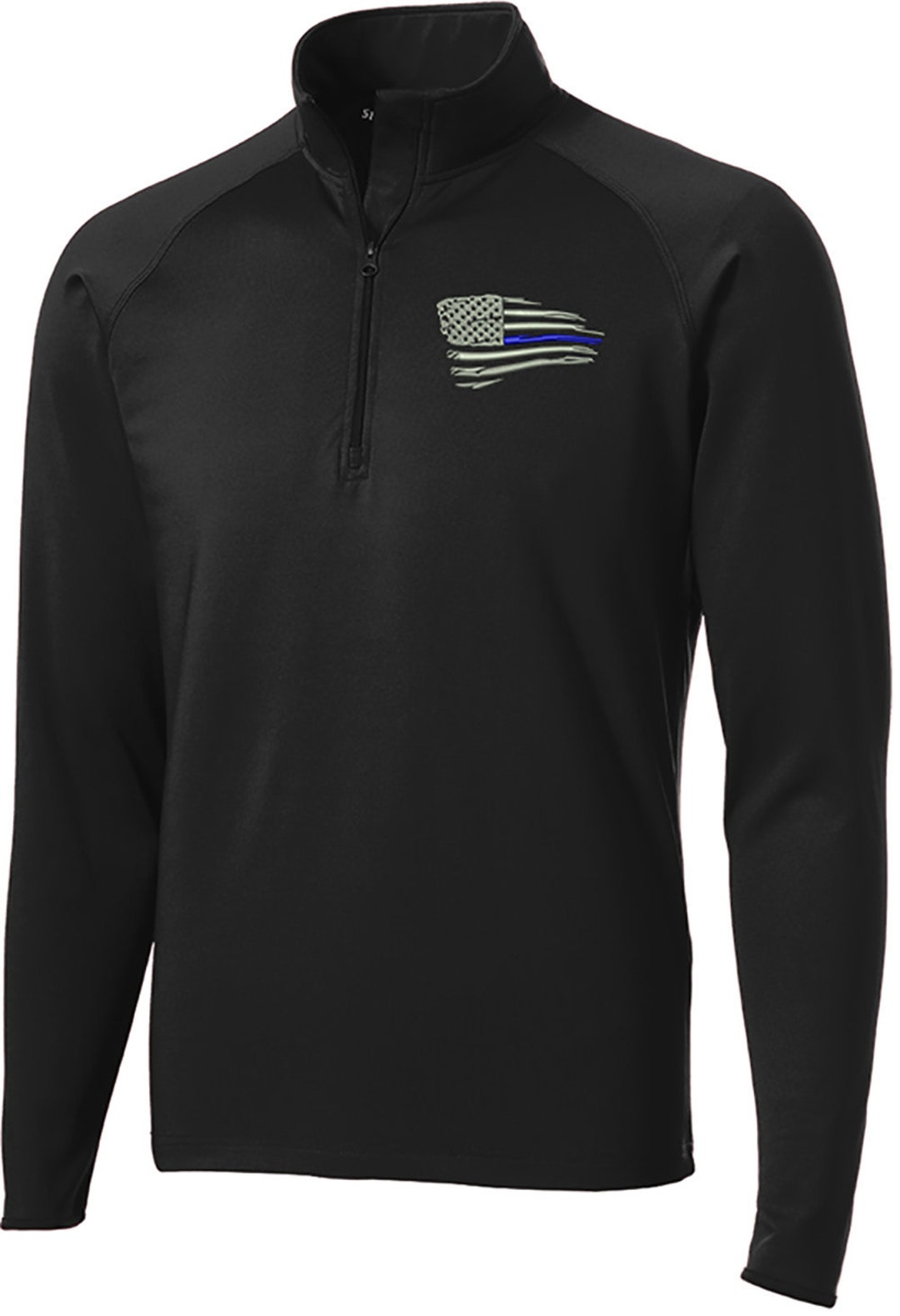 Distressed American Blue Line Flag Sport-wick Stretch 1/2-zip ...