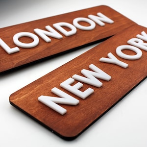 Bsign - World Clock Sign - Time Zone Clock Signs - Wood Sign for Wall ...