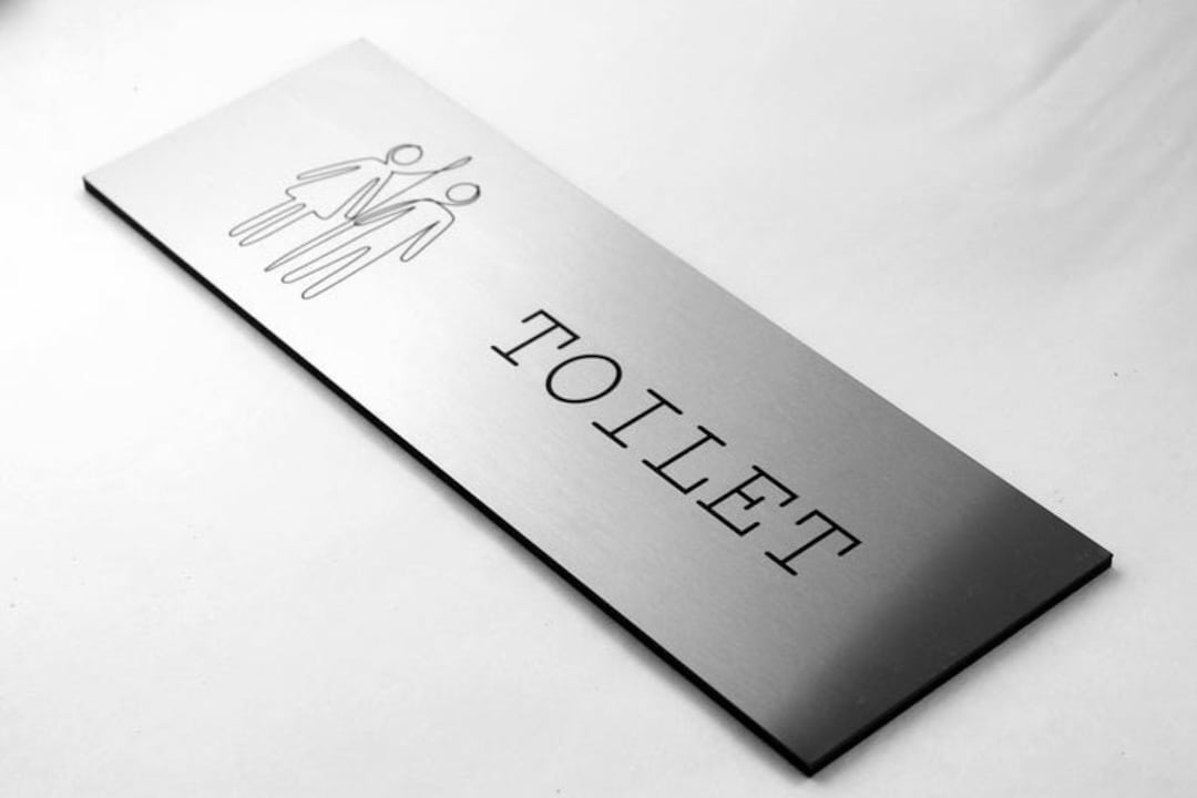 Metal Bathroom Toilet Sign - Custom Modern Restroom Room Office Sign ...