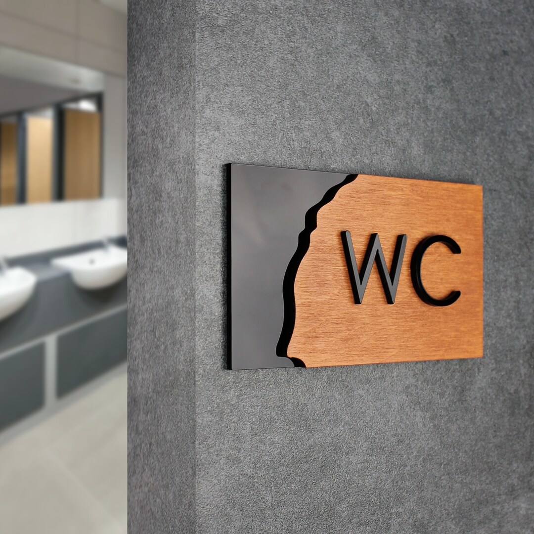 Bsign - WC Bathroom Decor Sign - Restroom Toilet Signs - Modern Door ...