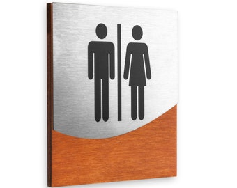 Hotel Restroom Door Sign Fiber Laser Engraved Black Aluminum - Etsy